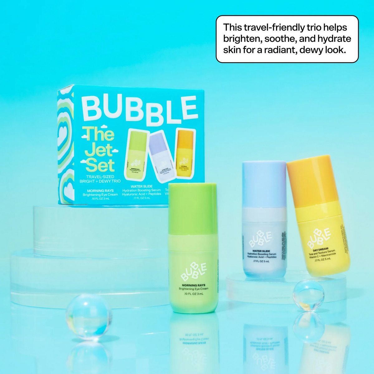Bubble The Jet Set Travel Size Bright + Dewy Trio
